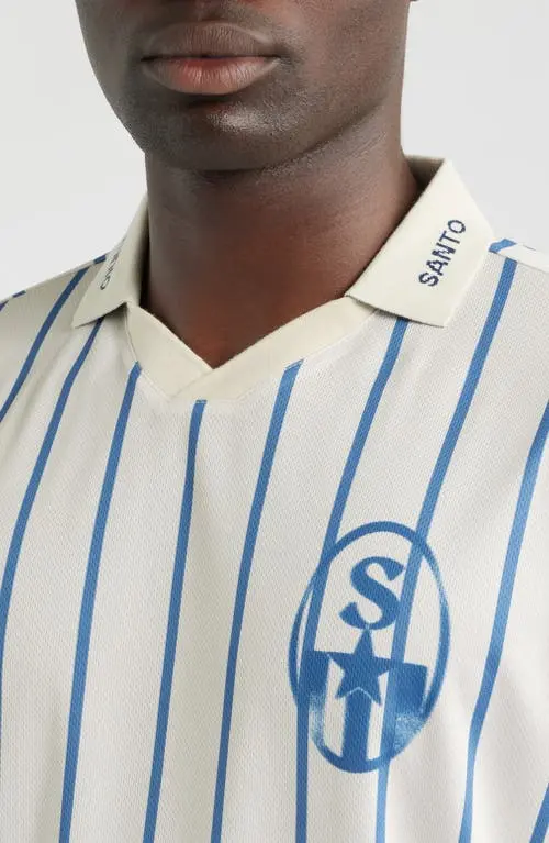 SANTO STUDIO Worldwide Crest Striped Jersey Polo