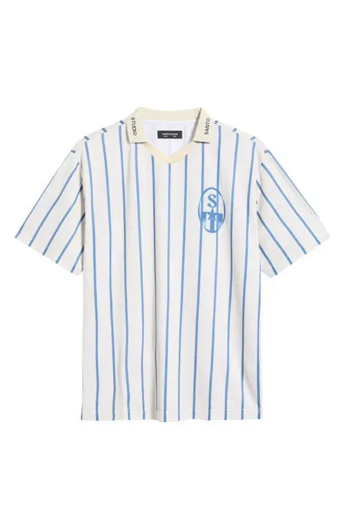 SANTO STUDIO Worldwide Crest Striped Jersey Polo