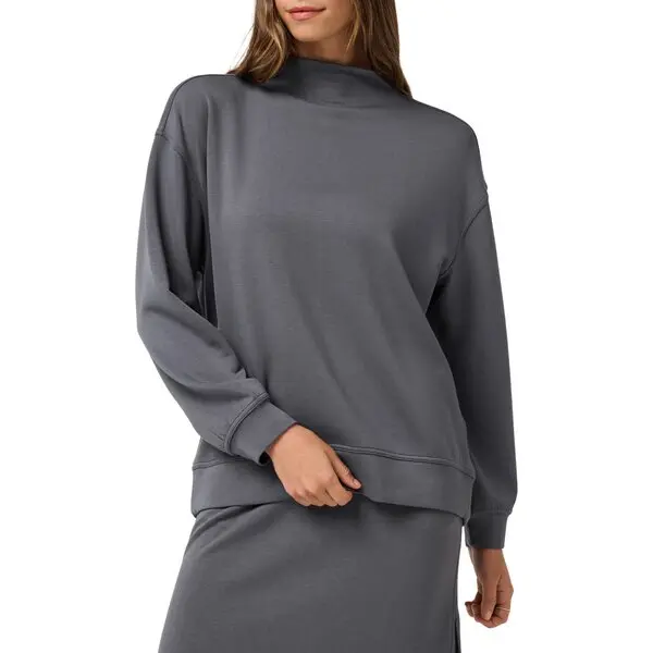 Travis Mathew Skyloft Soft Funnel Neck Sweatshirt - Blackened Pearl