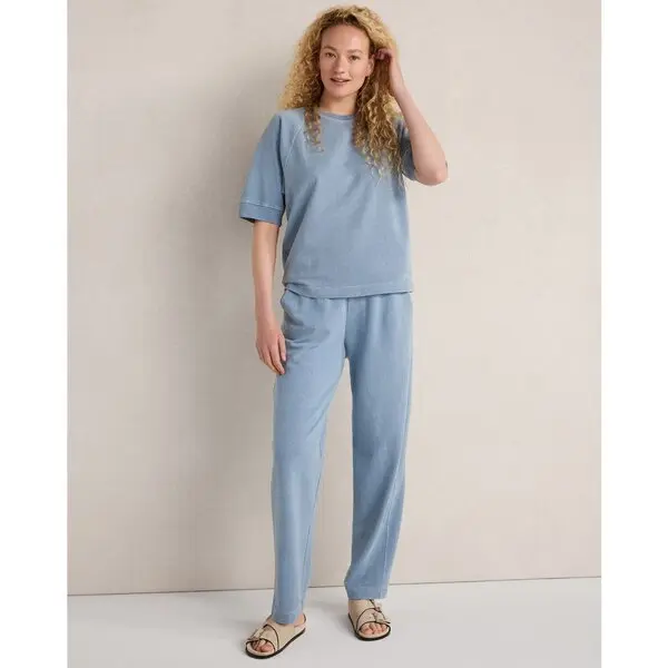 HAVEN WELL WITHIN Organic Cotton Terry Barrel Leg Pants - River Hthr
