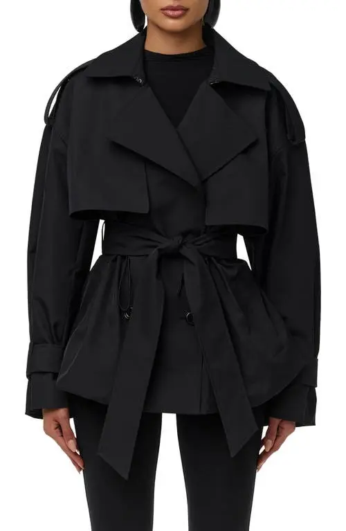 Naked Wardrobe Nylon Bubble Trench Coat - Black