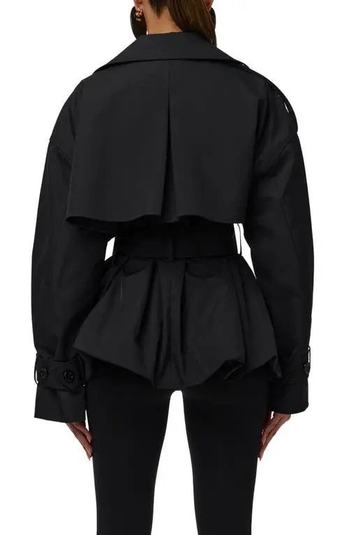 Naked Wardrobe Nylon Bubble Trench Coat - Black
