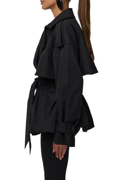 Naked Wardrobe Nylon Bubble Trench Coat - Black