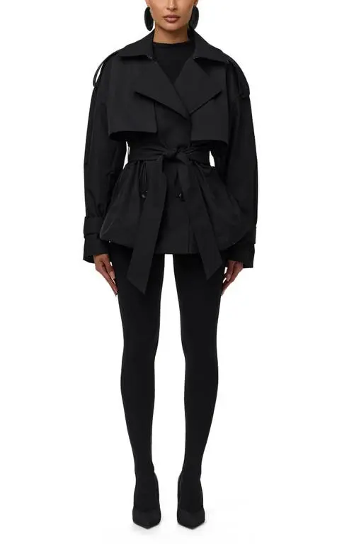 Naked Wardrobe Nylon Bubble Trench Coat - Black