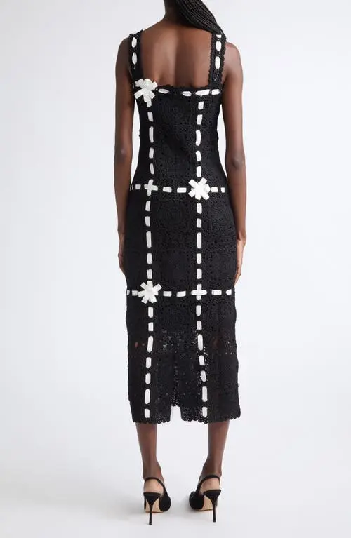 Carolina Herrera Ribbon Detail Crochet Midi Dress