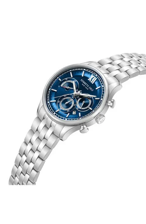 KENNETH COLE Multi-function Chronograph Bracelet Watch - Blue/silver