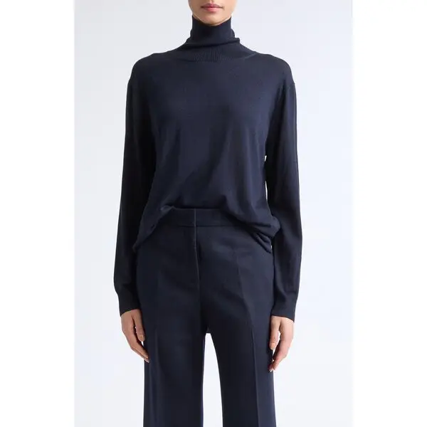 Lafayette 148 New York Fine-gauge Merino Wool Stand Collar Sweater