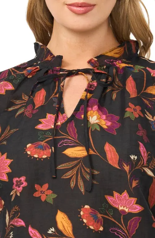 Vince Camuto Floral Tie Neck Cotton Top