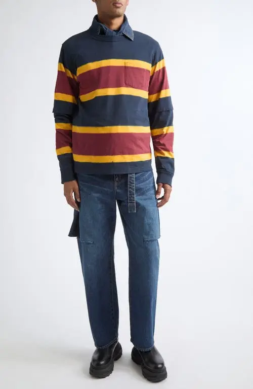 Sacai Chusen Dyed Striped Long Sleeve T-shirt