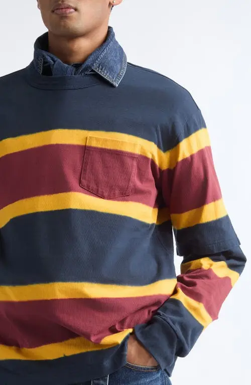 Sacai Chusen Dyed Striped Long Sleeve T-shirt