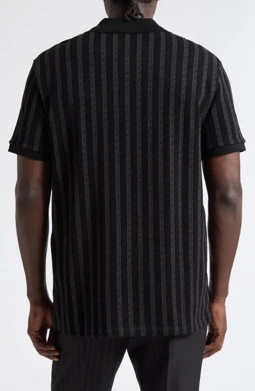 Versace Greca Stripe Jacquard Polo
