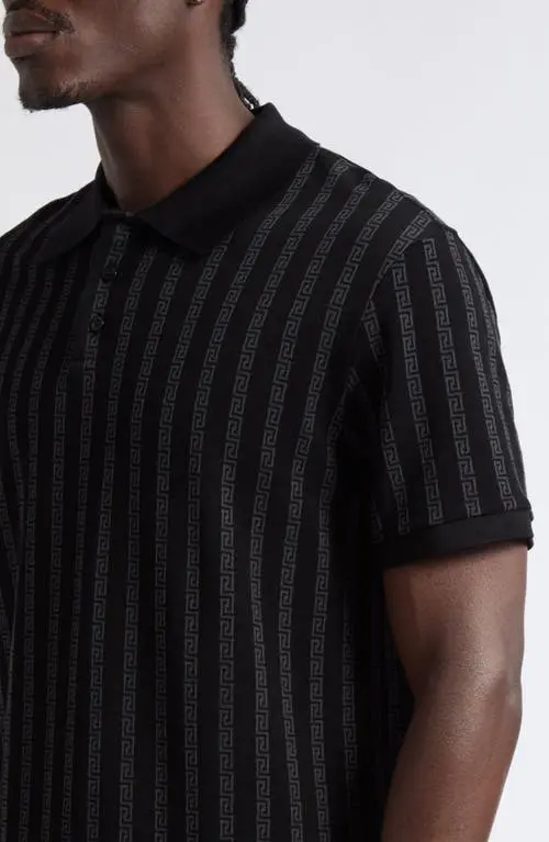 Versace Greca Stripe Jacquard Polo