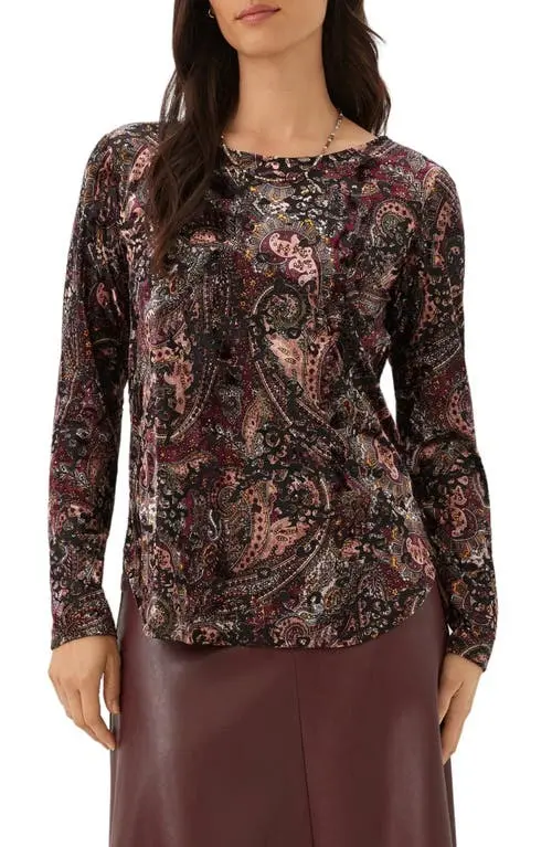 Karen Kane Velvet Burnout Shirttail Top