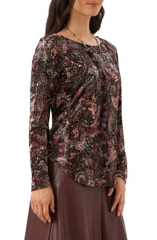 Karen Kane Velvet Burnout Shirttail Top