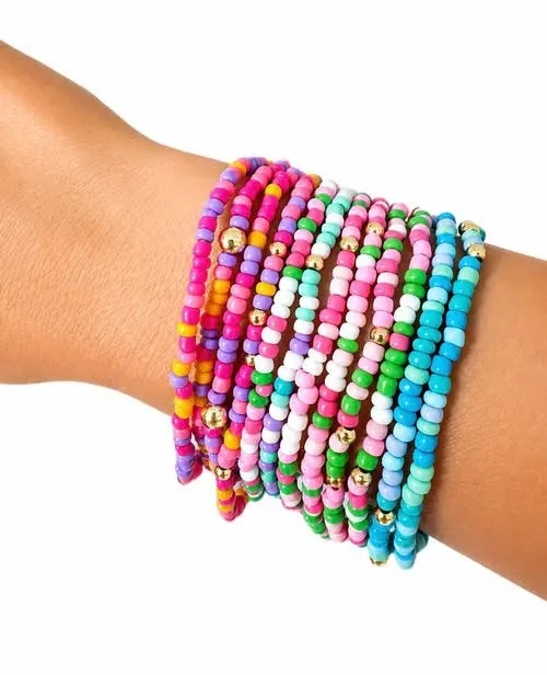 ERIN MCDERMOTT JEWELRY Beaded Stretch Bracelet Stack - Pink