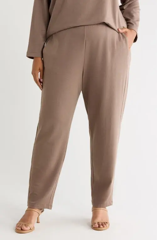 Eileen Fisher Stretch Organic Cotton Slouch Ankle Pants - Tan