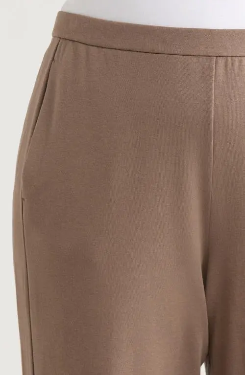 Eileen Fisher Stretch Organic Cotton Slouch Ankle Pants - Tan