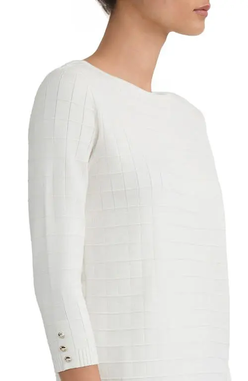 KASPER Box Texture Boat Neck Sweater - Vanilla Ice