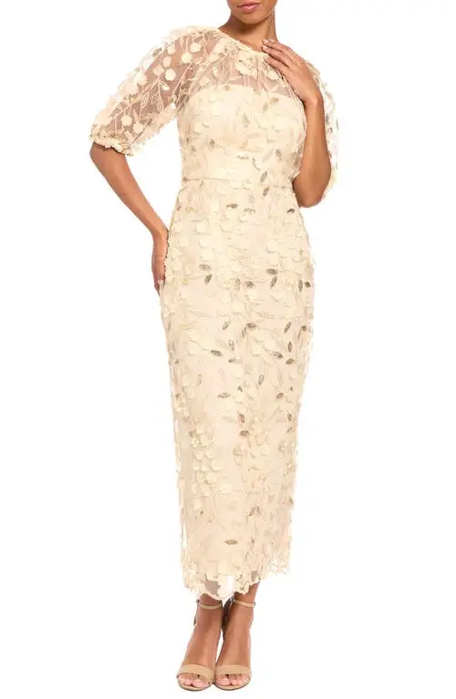 Maggy London Illusion Floral Appliqué Gown - Boulder