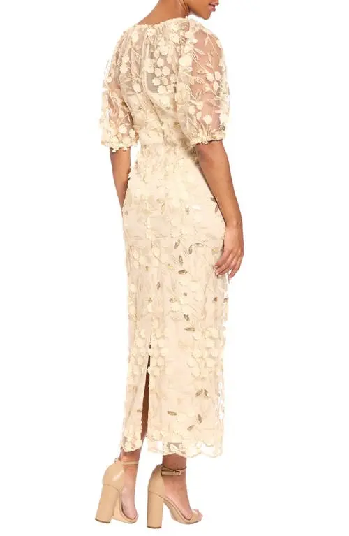 Maggy London Illusion Floral Appliqué Gown - Boulder