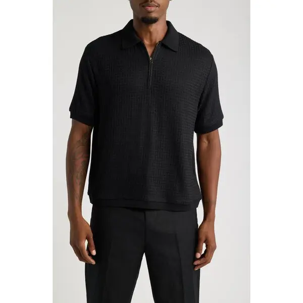 RIZORT Victor Micro Check Polo - Black