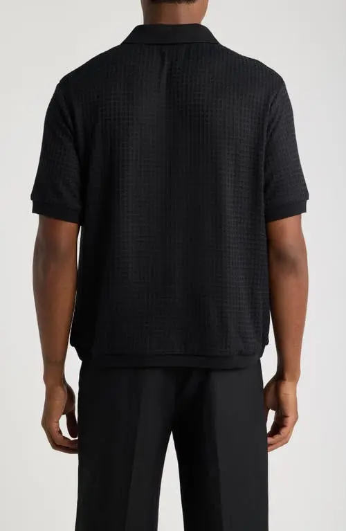RIZORT Victor Micro Check Polo - Black