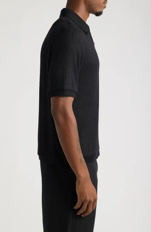 RIZORT Victor Micro Check Polo - Black