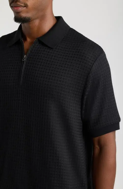 RIZORT Victor Micro Check Polo - Black