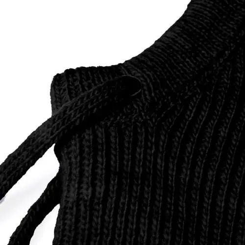 NIRVANNA DESIGNS Hand Knit Wool Balaclava With Shearling Lining - Black