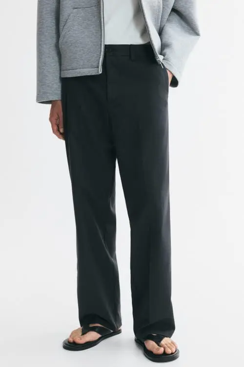 H&M Relaxed-fit Wide-leg Tailored Pants - Dark Gray
