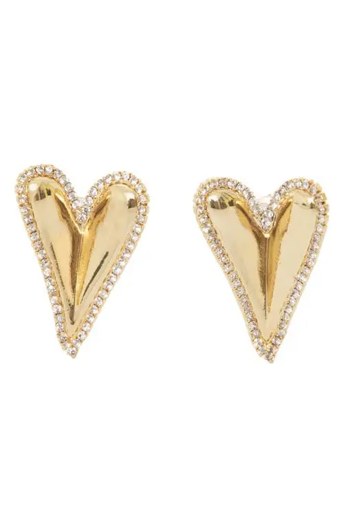 MELANIA CLARA Heart Stud Earrings With Pav Cubic Zirconia