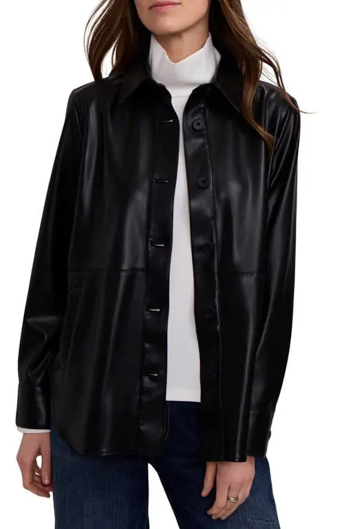 Foxcroft Ronnie Faux Leather Shirt Jacket - Black