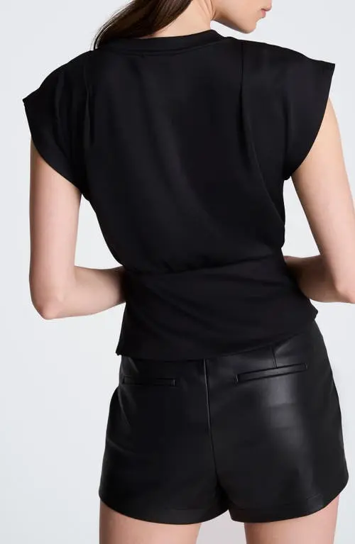 KENNETH COLE Sleeveless Pleated Shoulder Crewneck Top