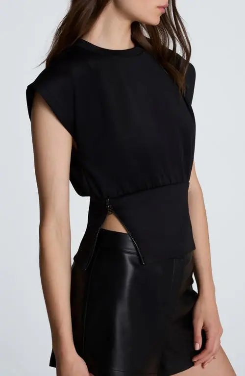 KENNETH COLE Sleeveless Pleated Shoulder Crewneck Top