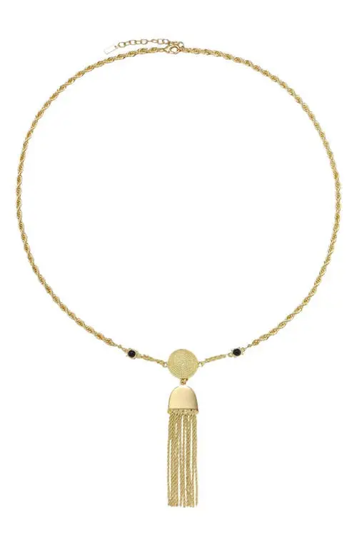 PETIT MOMENTS Free Spirit Tasseled Medallion Pendant Necklace - Gold