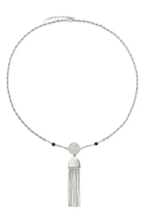 PETIT MOMENTS Free Spirit Tasseled Medallion Pendant Necklace - Silver