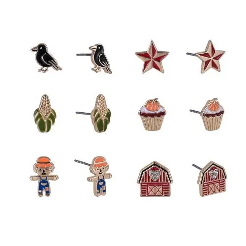 HALLMARK Farm Favorites 6-pair Stud Earring Set - Orange