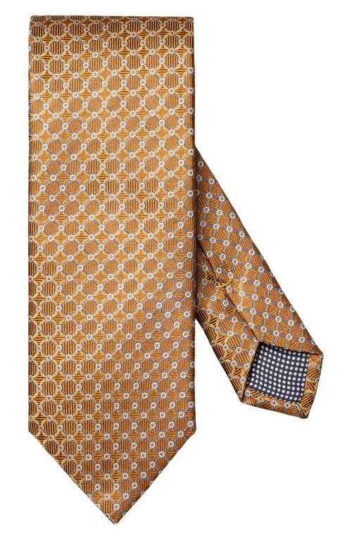Eton Geometric Jacquard Silk Tie - Light Yellow