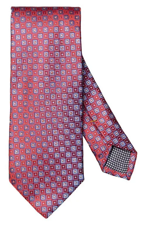 Eton Geometric Jacquard Silk Tie - Medium Red