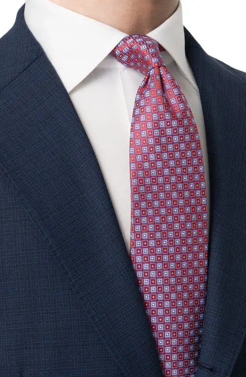 Eton Geometric Jacquard Silk Tie - Medium Red