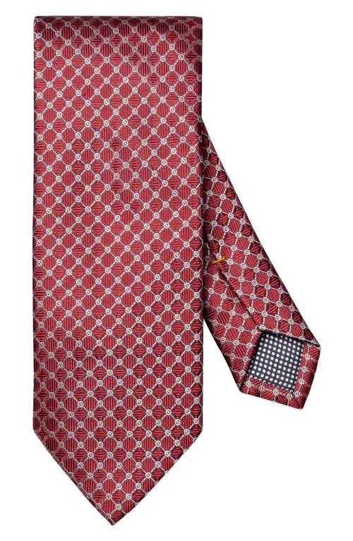 Eton Geometric Jacquard Silk Tie - Red
