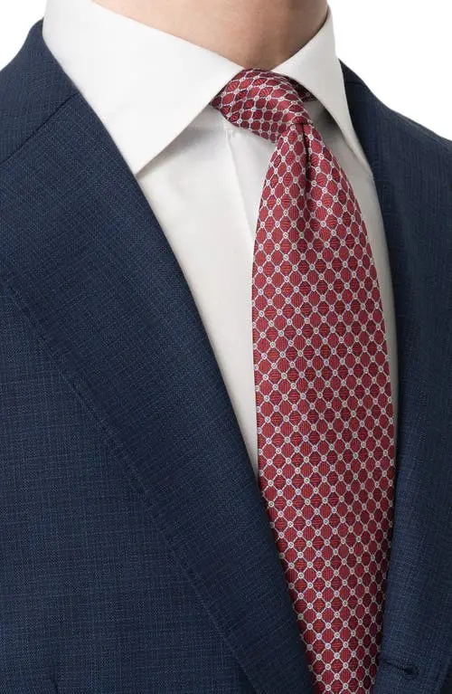 Eton Geometric Jacquard Silk Tie - Red