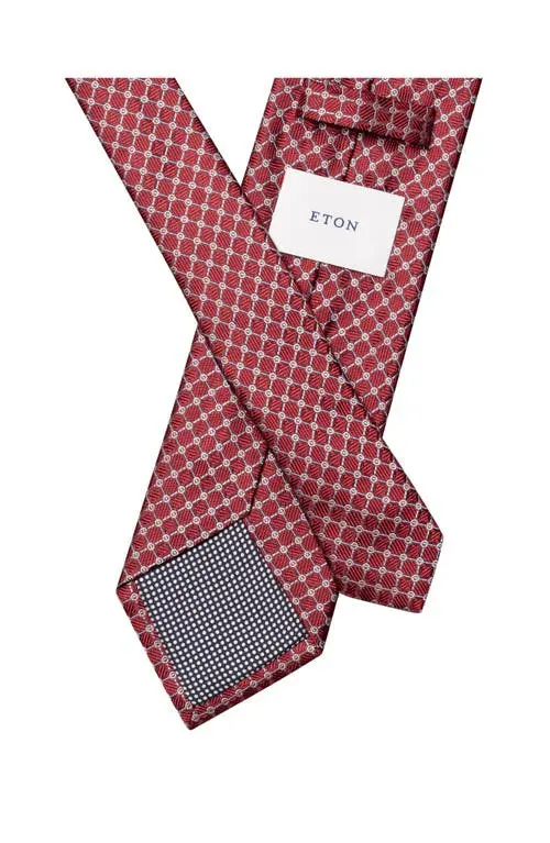 Eton Geometric Jacquard Silk Tie - Red