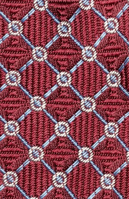 Eton Geometric Jacquard Silk Tie - Red