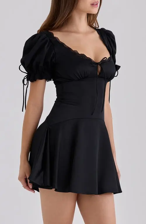 House Of Cb Elisabetta Satin Lace Trim Mini Dress