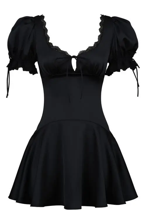 House Of Cb Elisabetta Satin Lace Trim Mini Dress