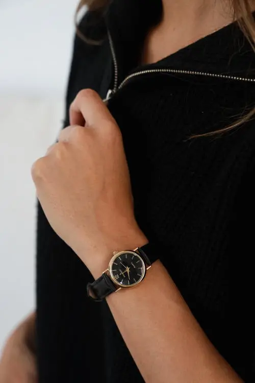 PEUGEOT Easy Read Round Leather Watch 24mm - Black