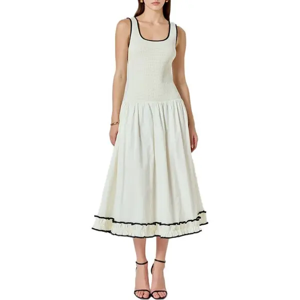 Endless Rose Smocked Drop Waist Midi Dress