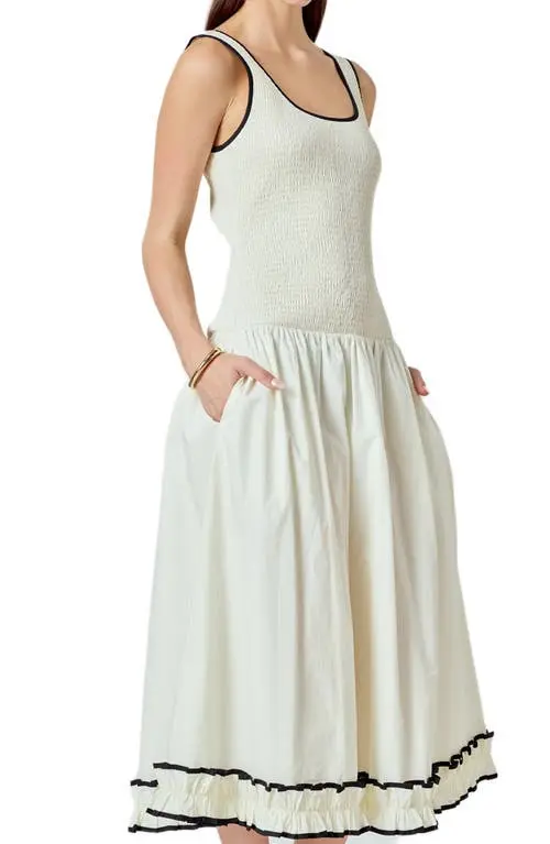 Endless Rose Smocked Drop Waist Midi Dress