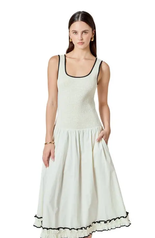 Endless Rose Smocked Drop Waist Midi Dress